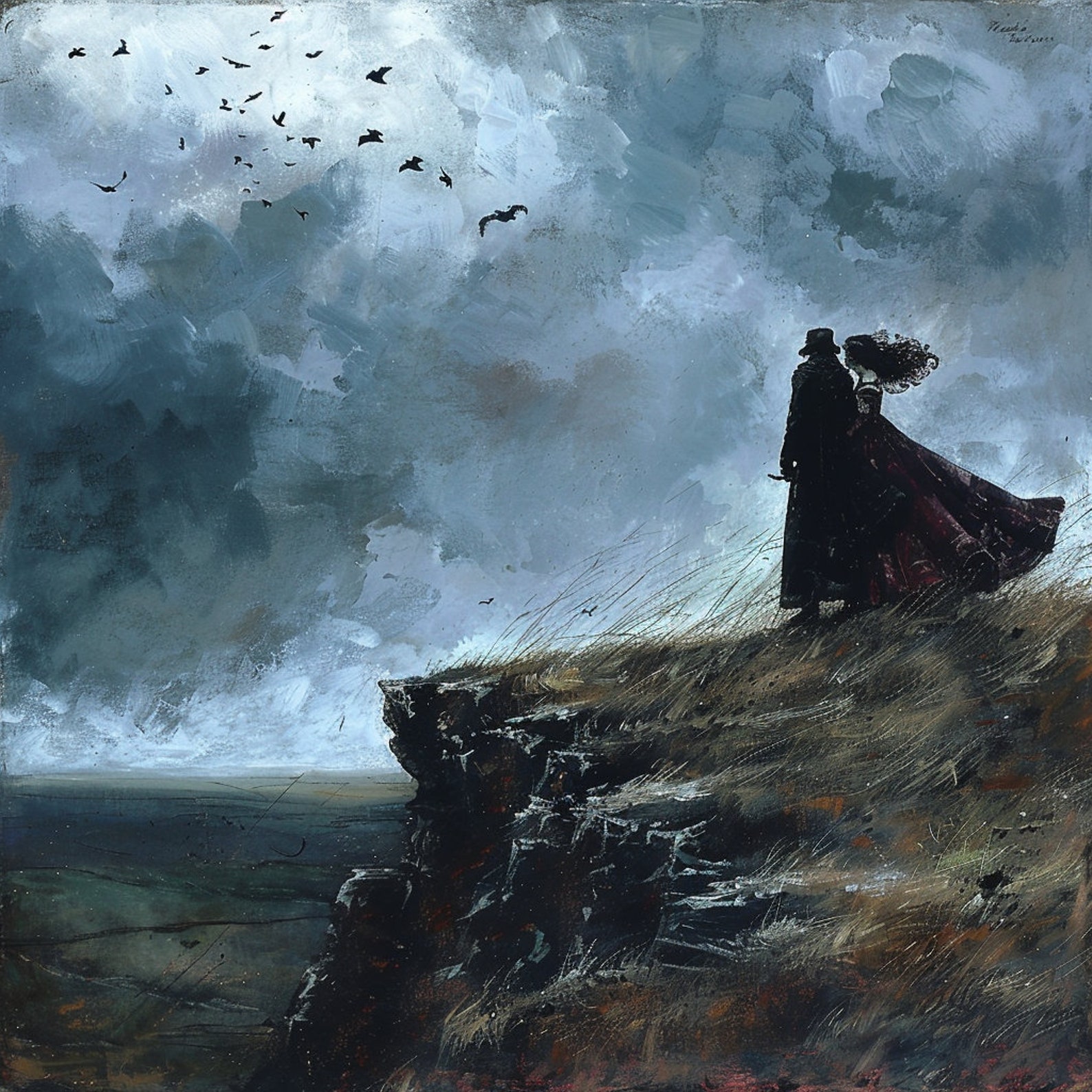 Gothic Romance on the Moors - Digital Print Vintage Dark Art Painting ...