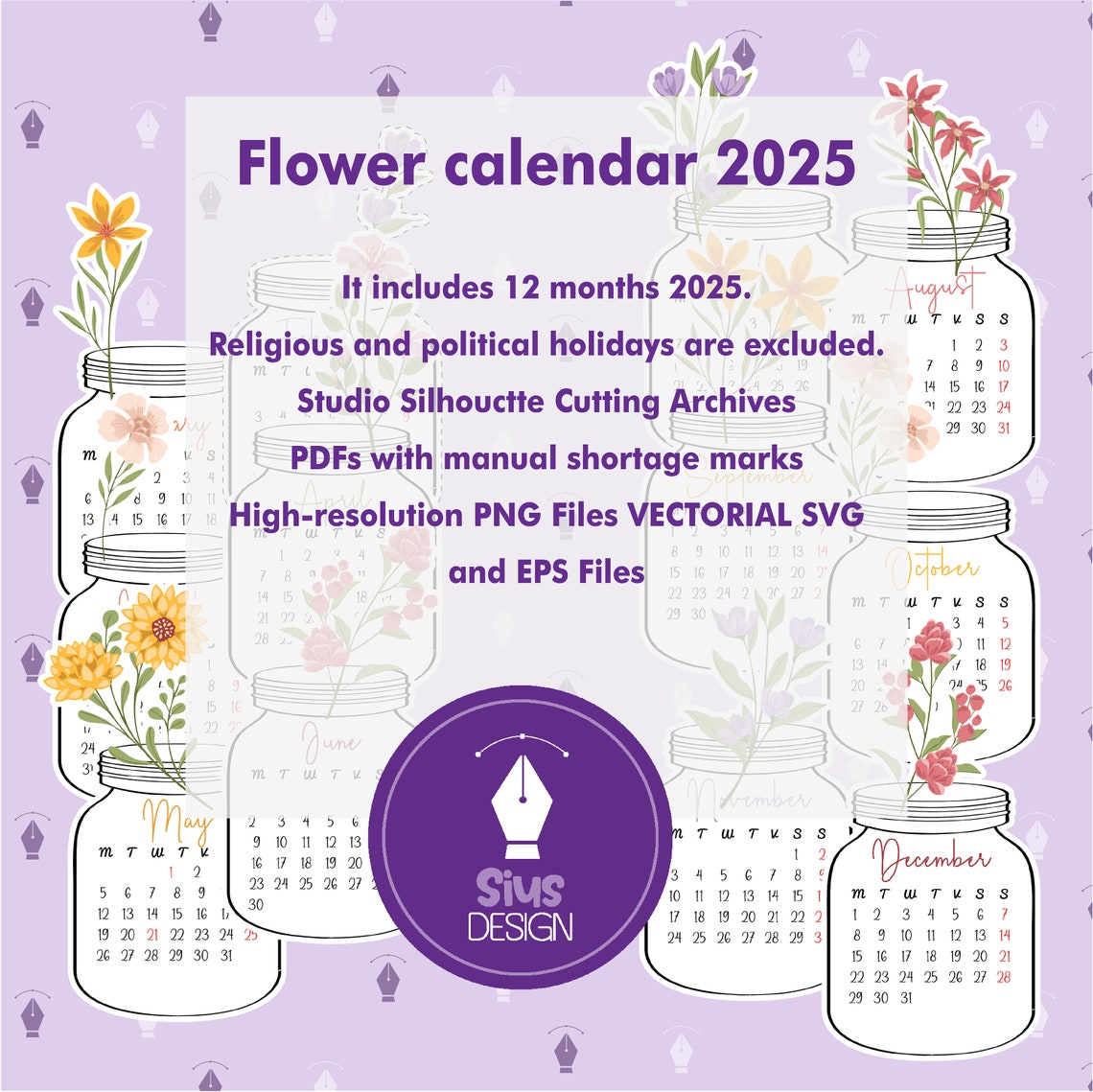 Flowers Calendar 2025 - Etsy
