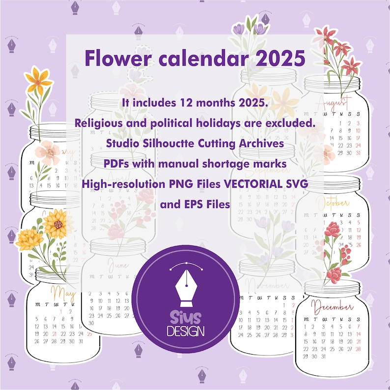 Flowers Calendar 2025 - Etsy