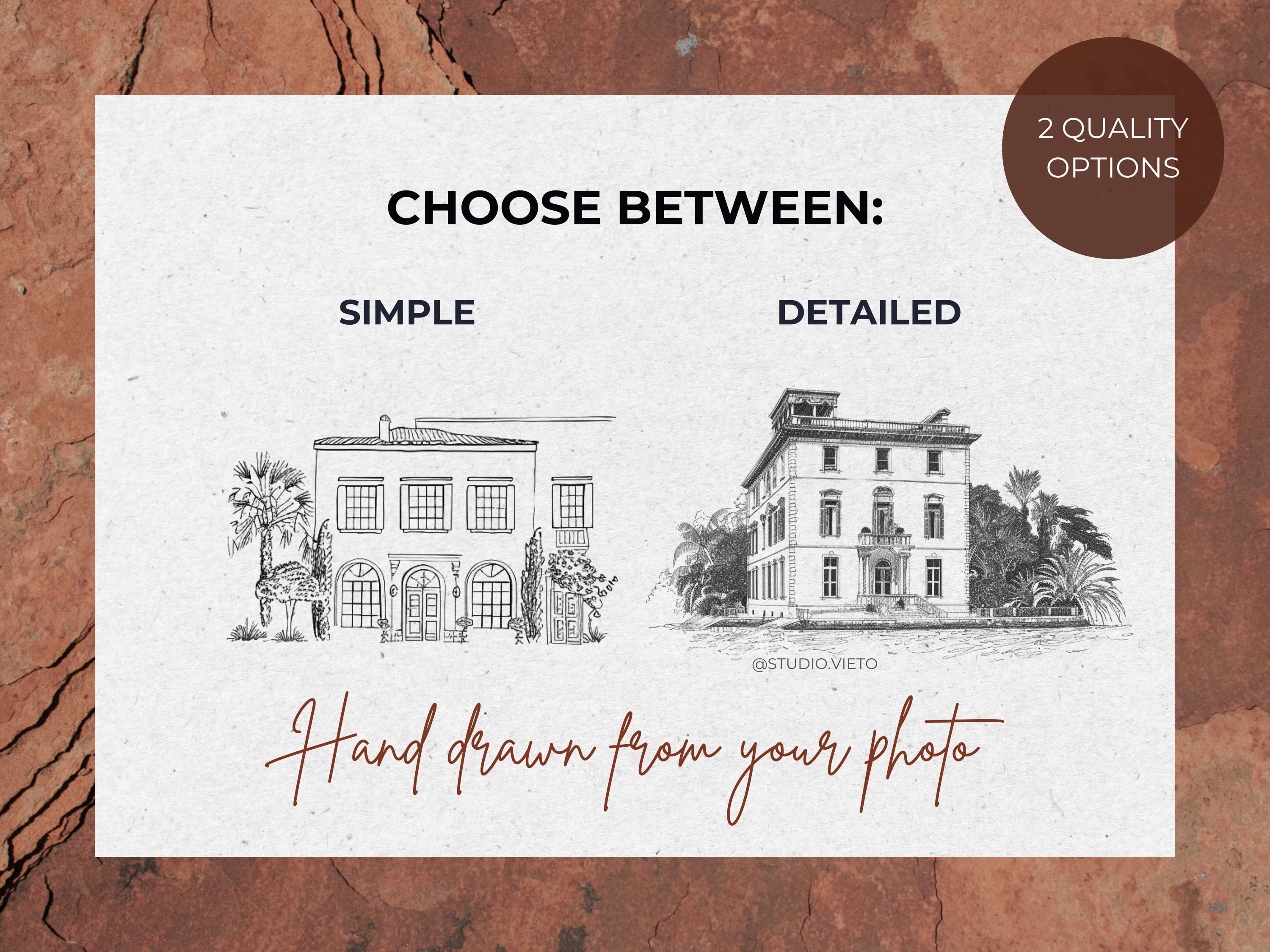 Custom Home Sketch | Hand-drawn Architectural Illustration ...