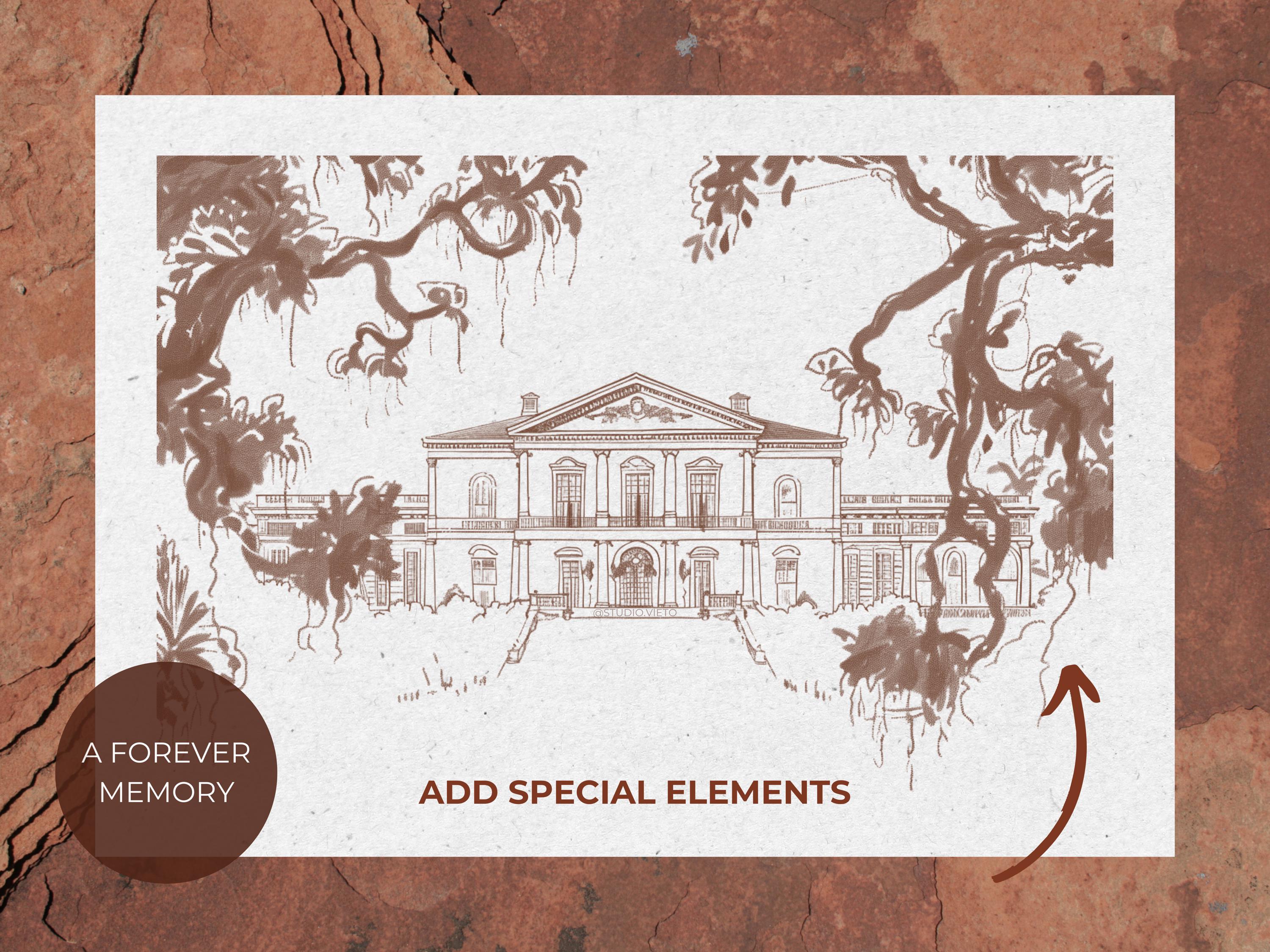 Custom Home Sketch | Hand-drawn Architectural Illustration ...