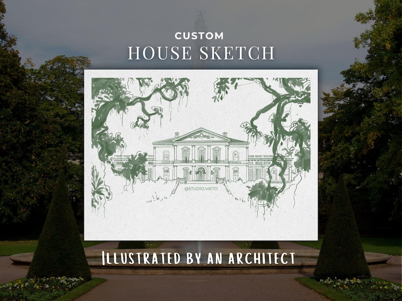 Custom Home Drawing | Hand-drawn Architectural Illustration ...