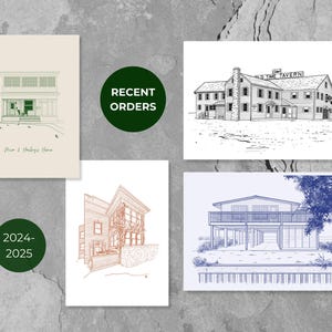 Custom Home Drawing | Hand-drawn Architectural Illustration ...