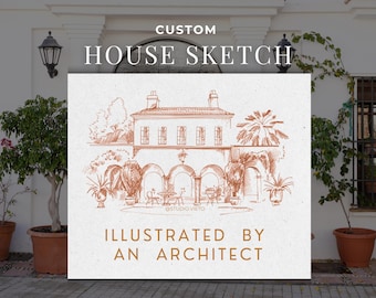 Custom Home Drawing | Hand-drawn Architectural Illustration ...
