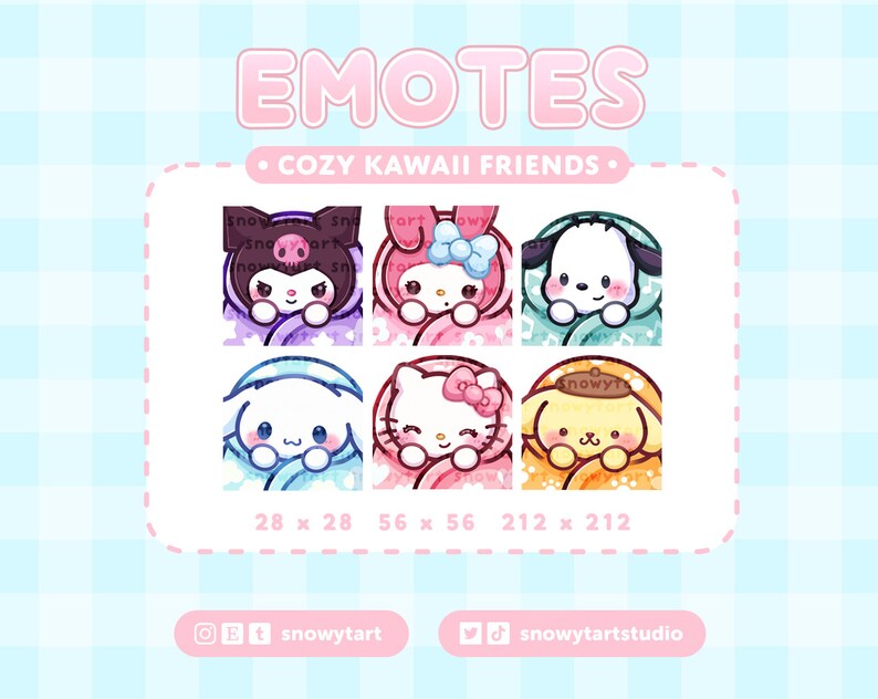 Cozy Kawaii Emotes Twitch Discord Emotes 6 Emotes - Etsy