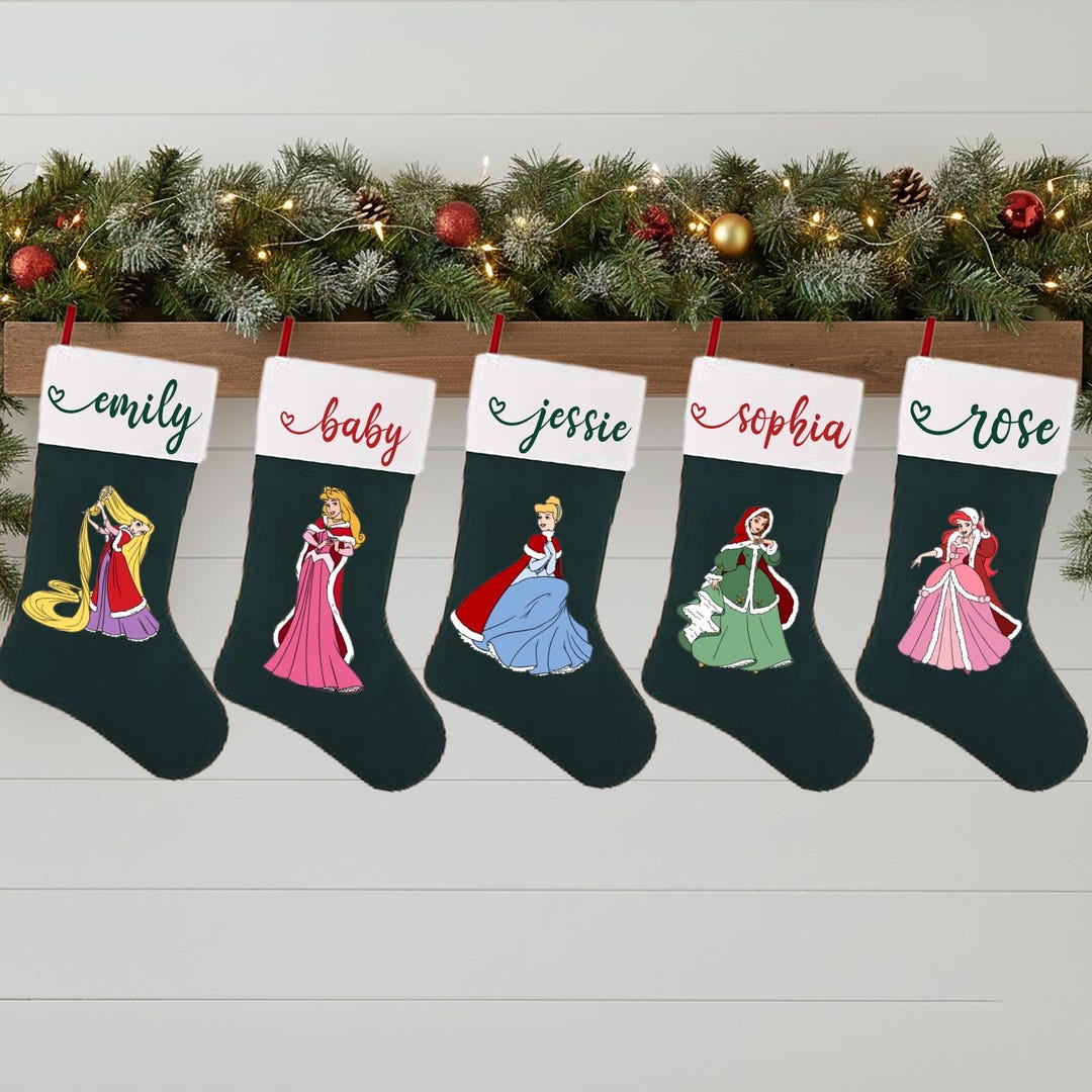 Princess Christmas Stockings, Disney Custom Family Stocks, Princess ...