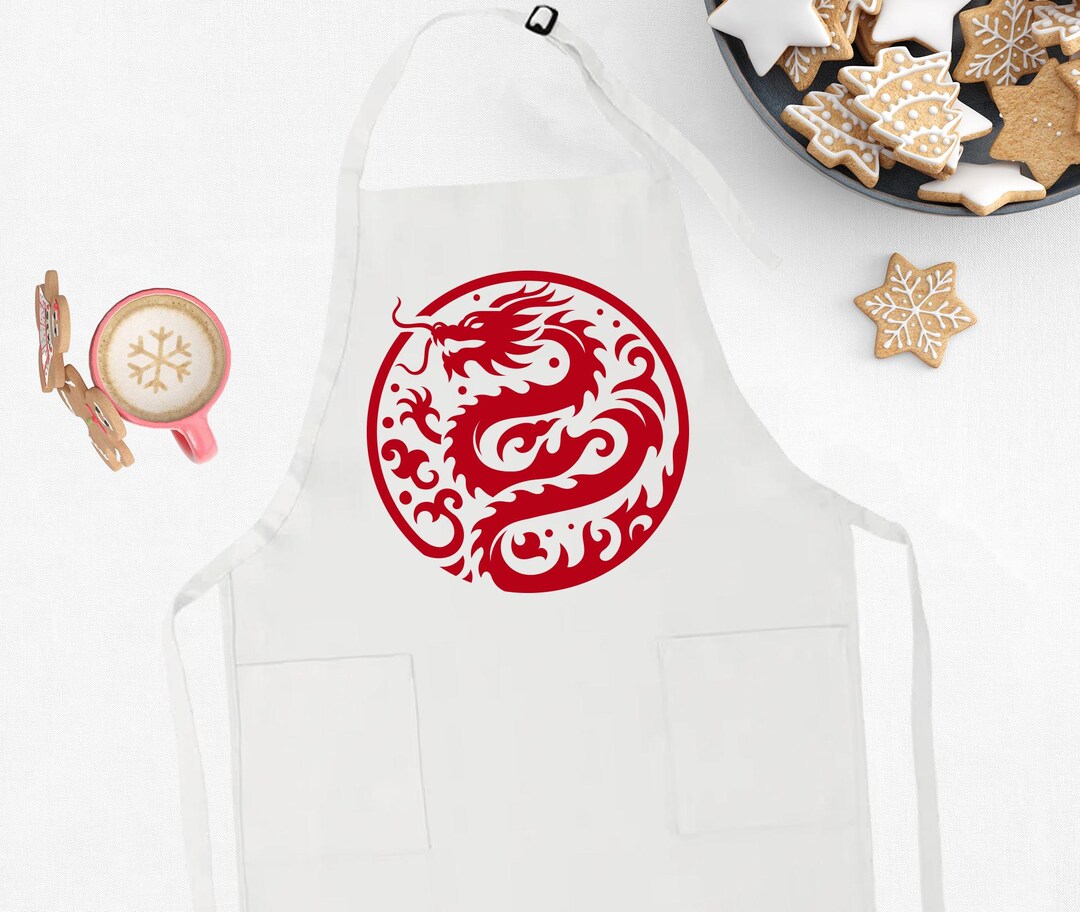 Dragon Apron Set, Chinese Cooking Aprons, Baking Lover Gift, Happy ...