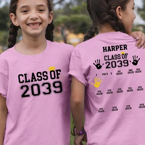 Class of 2039 Shirt, Personalized Graduation Kids Shirt, Growing up ...