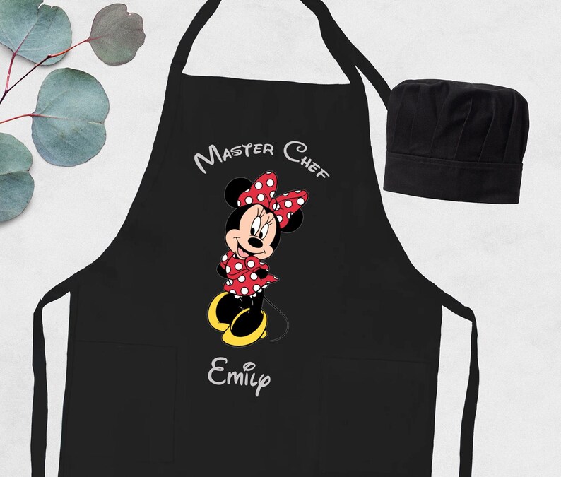 Mickey Minnie Apron, Disney Custom Name Chef Aprons, Minnie Cooking ...
