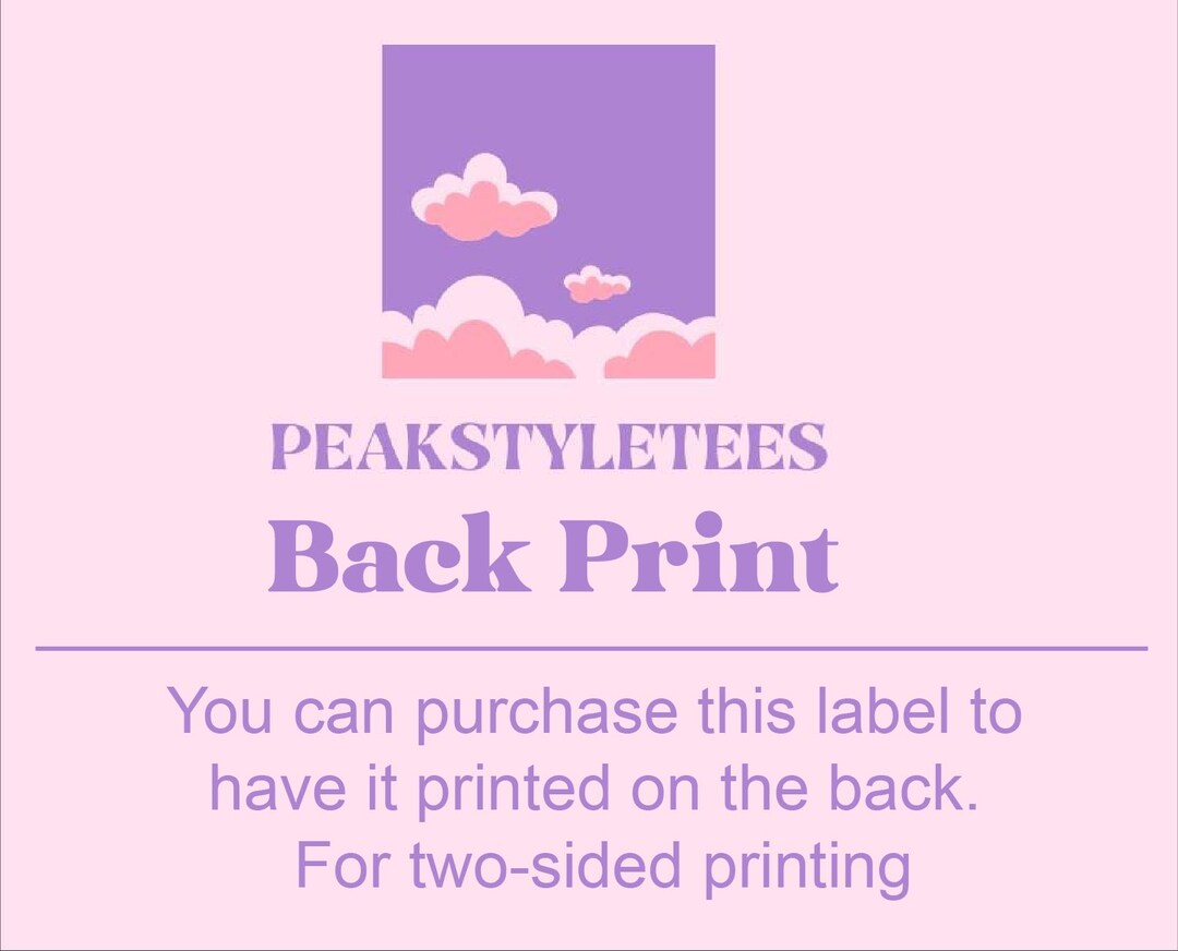 Back Print Label - for Two Sided Print - Etsy