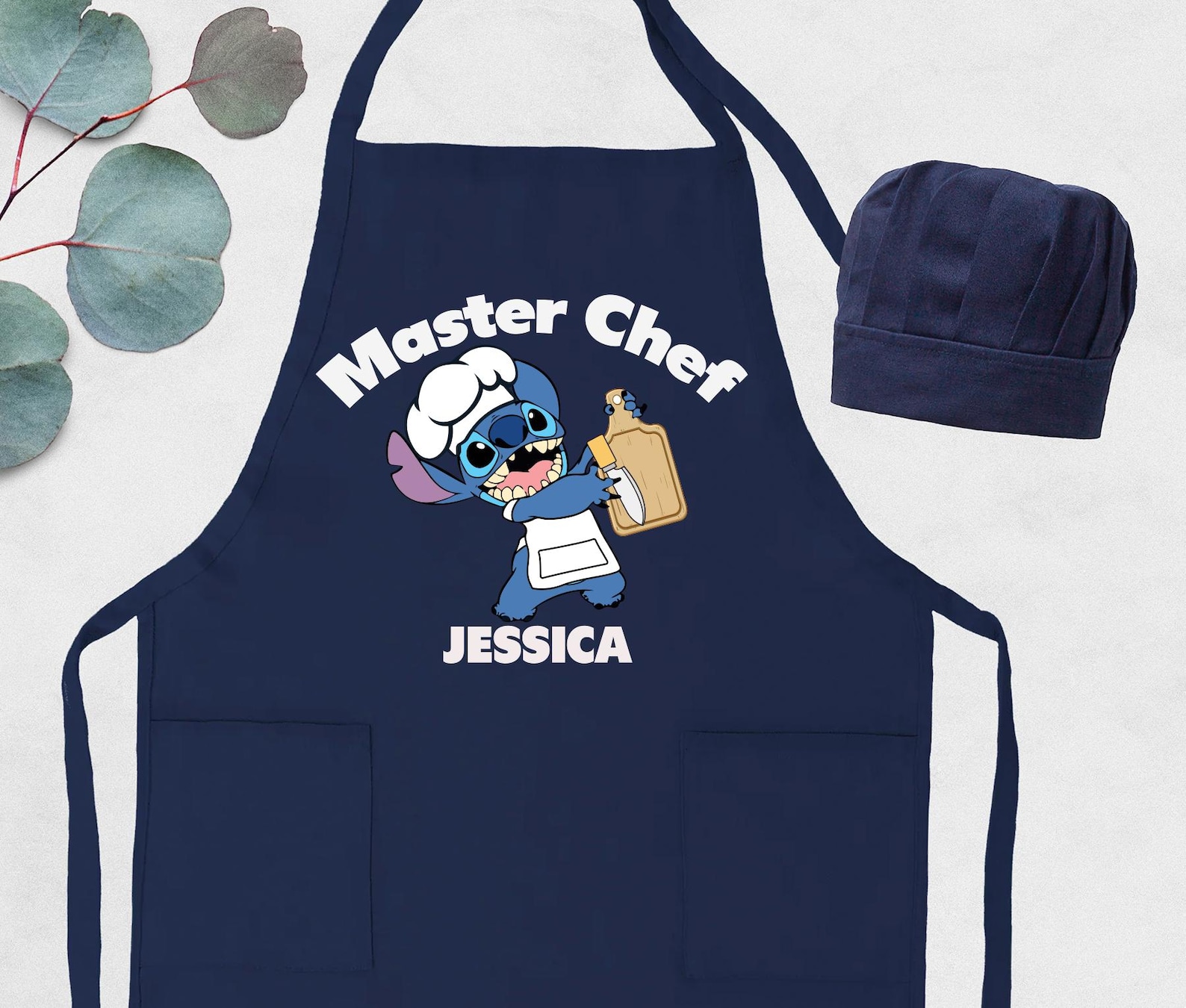 Stitch Cooking Apron, Disney Custom Name Chef Aprons, Stitch Baking ...