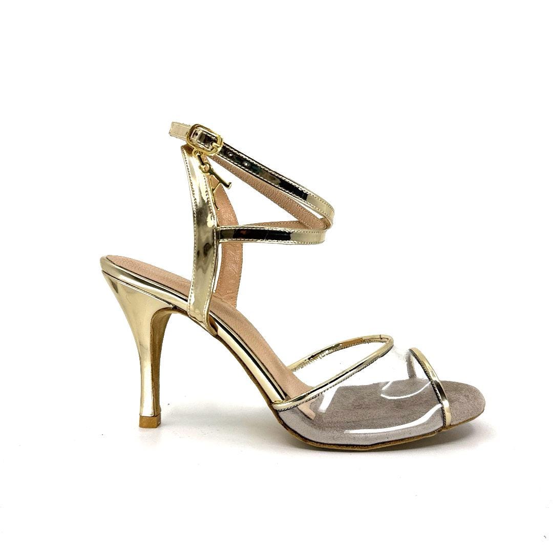 Royal Pure Gold Transparent Border Adornos Tango Shoes Genuine Leather ...