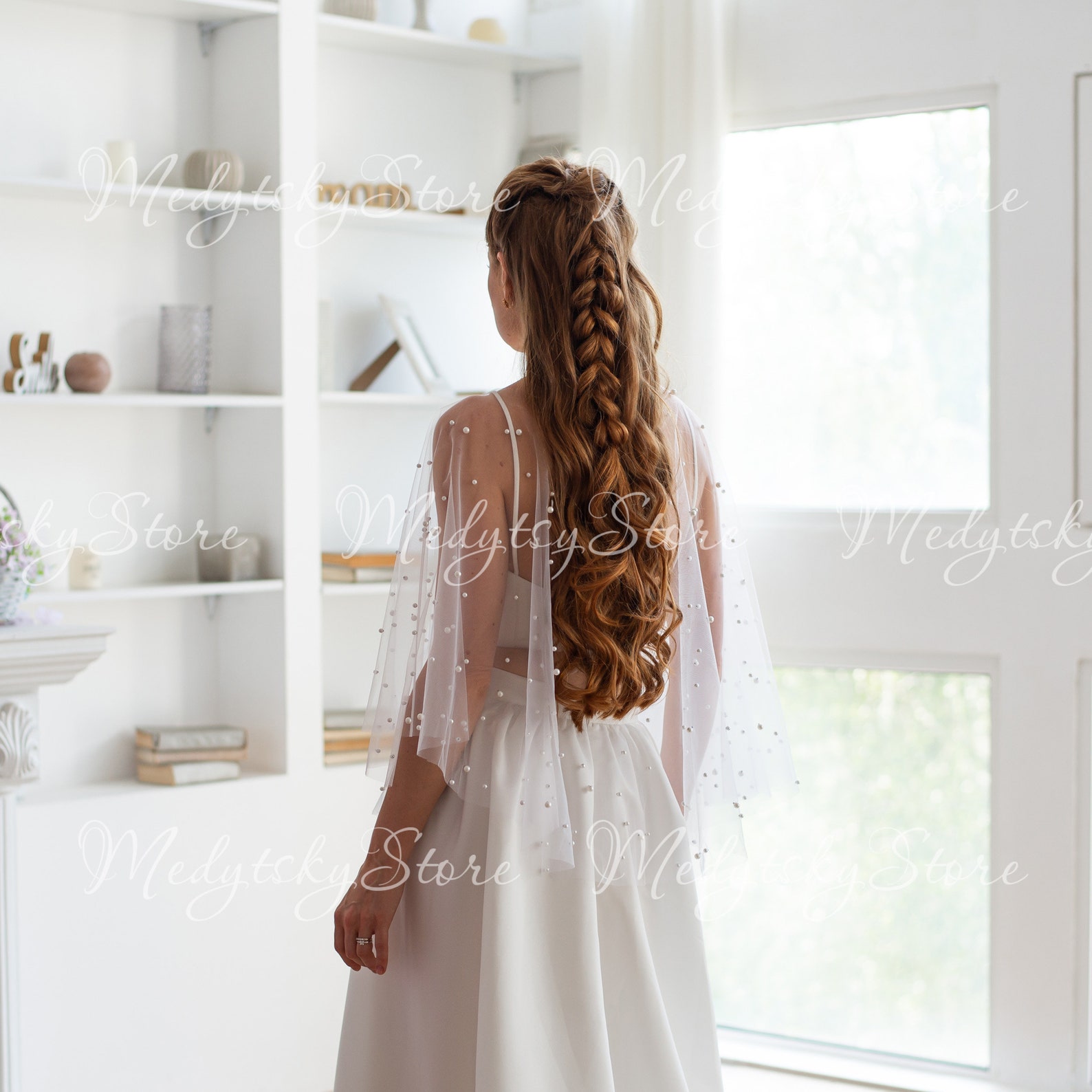 Wedding Dress Cape Tulle, Short Wedding Cape, Wedding Dress Topper ...