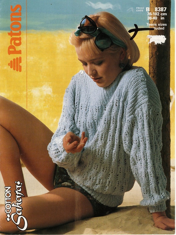 Women's Sweater Patons Knitting Pattern Book 8387 Slash | Etsy