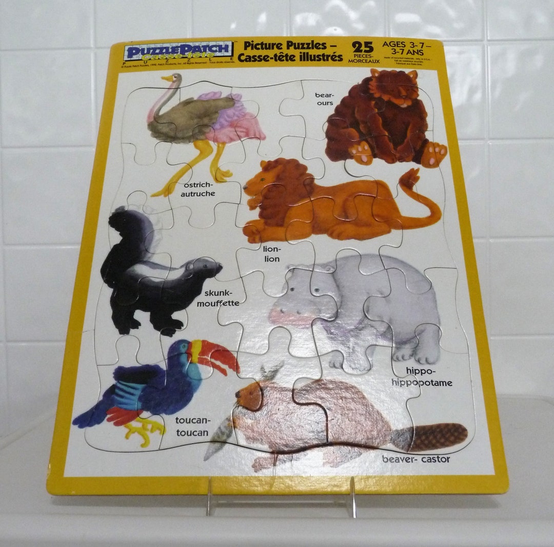 Puzzle Patch Cardboard Animals Picture Puzzle bilingual - Etsy