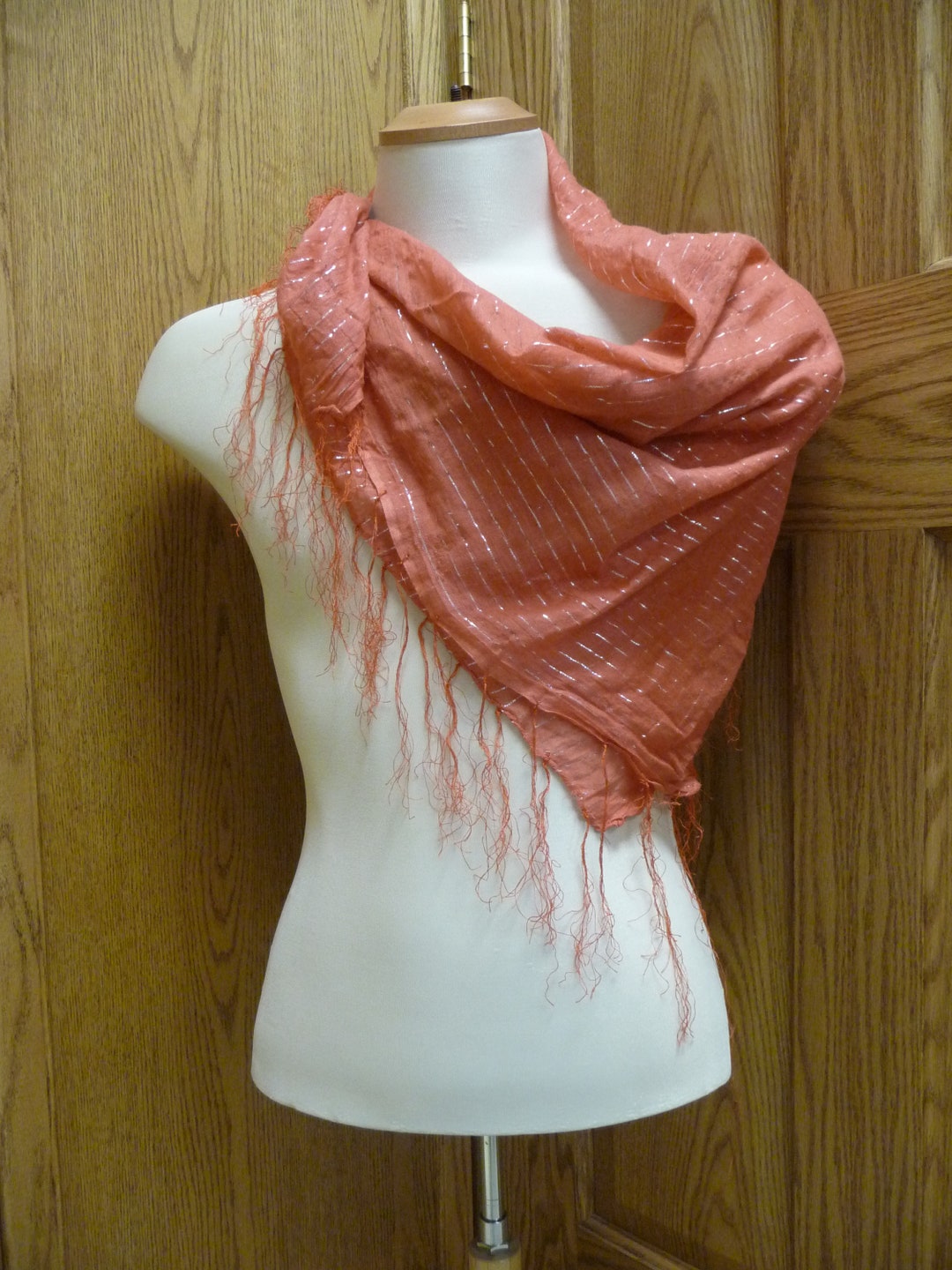 Women's Red and Silver Pin Stripes Scarf USED - Etsy