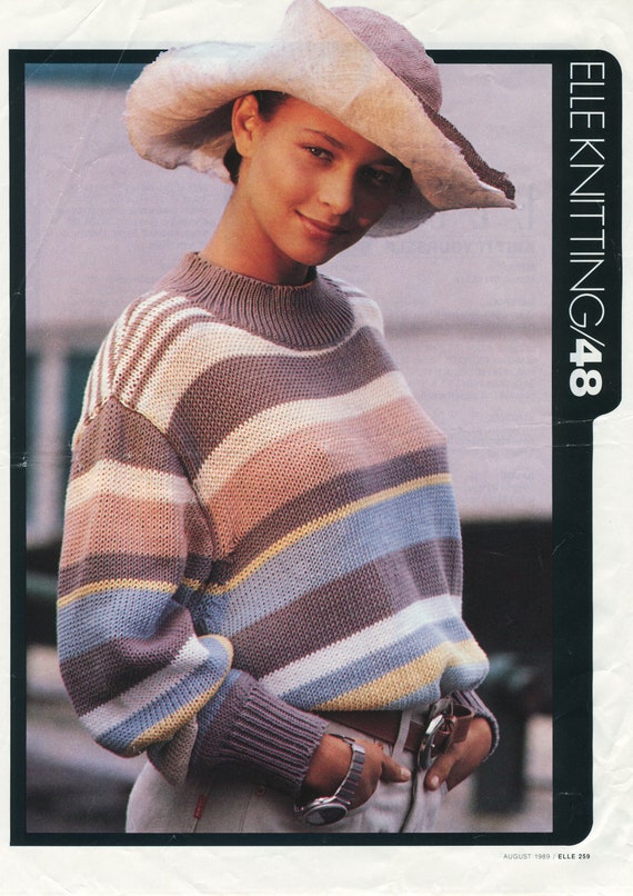 Women's Sweater Knitting Pattern elle Knitting 48 1989 - Etsy