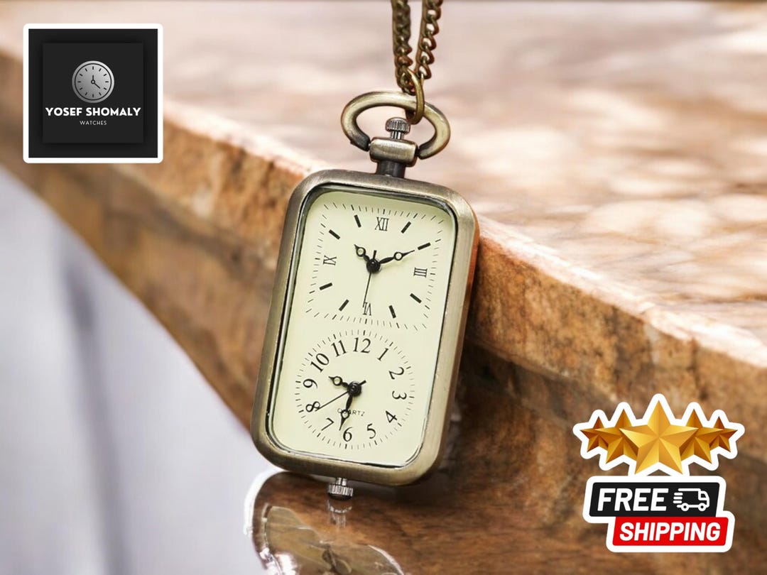 Minimalist Pocket Watch | Dual Time Design | Quartz Movement Necklace ...