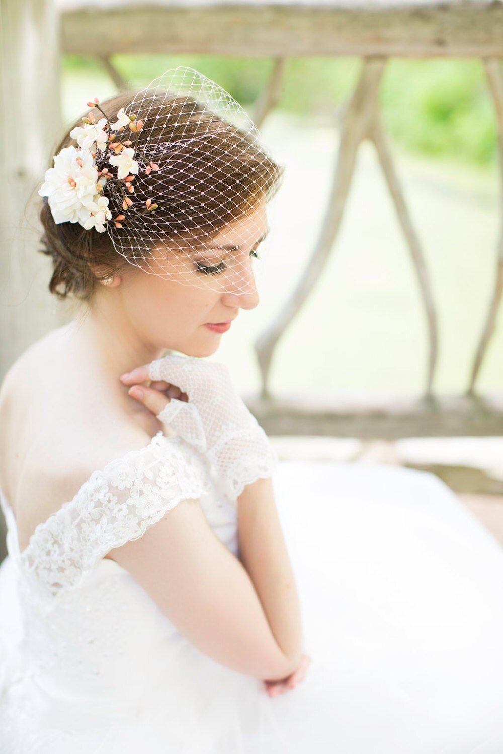 Bridal Bandeau Veil Wedding Birdcage Veil Small Pale Pink - Etsy