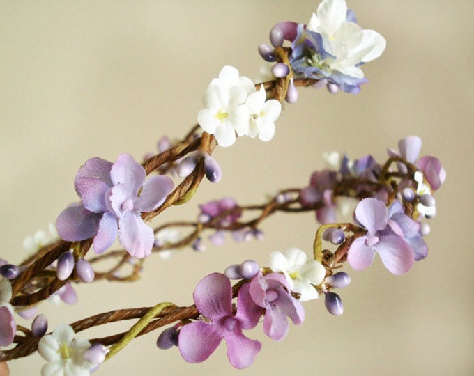 Purple Wedding Flower Wreath DUTCH LILAC a Flower Girl or - Etsy
