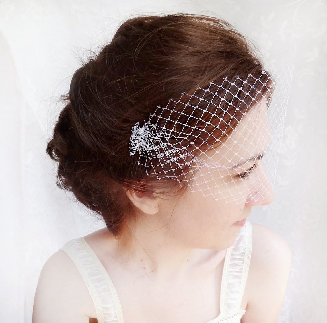 Small Wedding Birdcage Bandeau Veil White Bird Cage Veil - Etsy