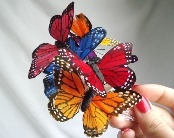 Butterfly Hair Comb COLORED RAIN a Whimsical Bridal - Etsy