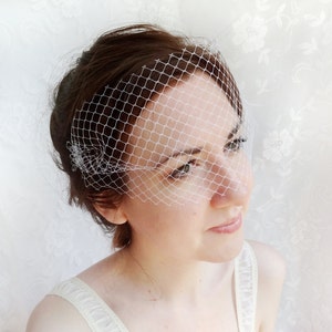 Small Wedding Birdcage Bandeau Veil, White Bird Cage Veil FRINGE Bridal ...