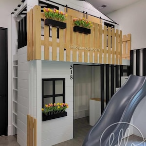 Custom Playhouse Loft With Drawer Storage Stairs, Slide, Barn Doors and ...