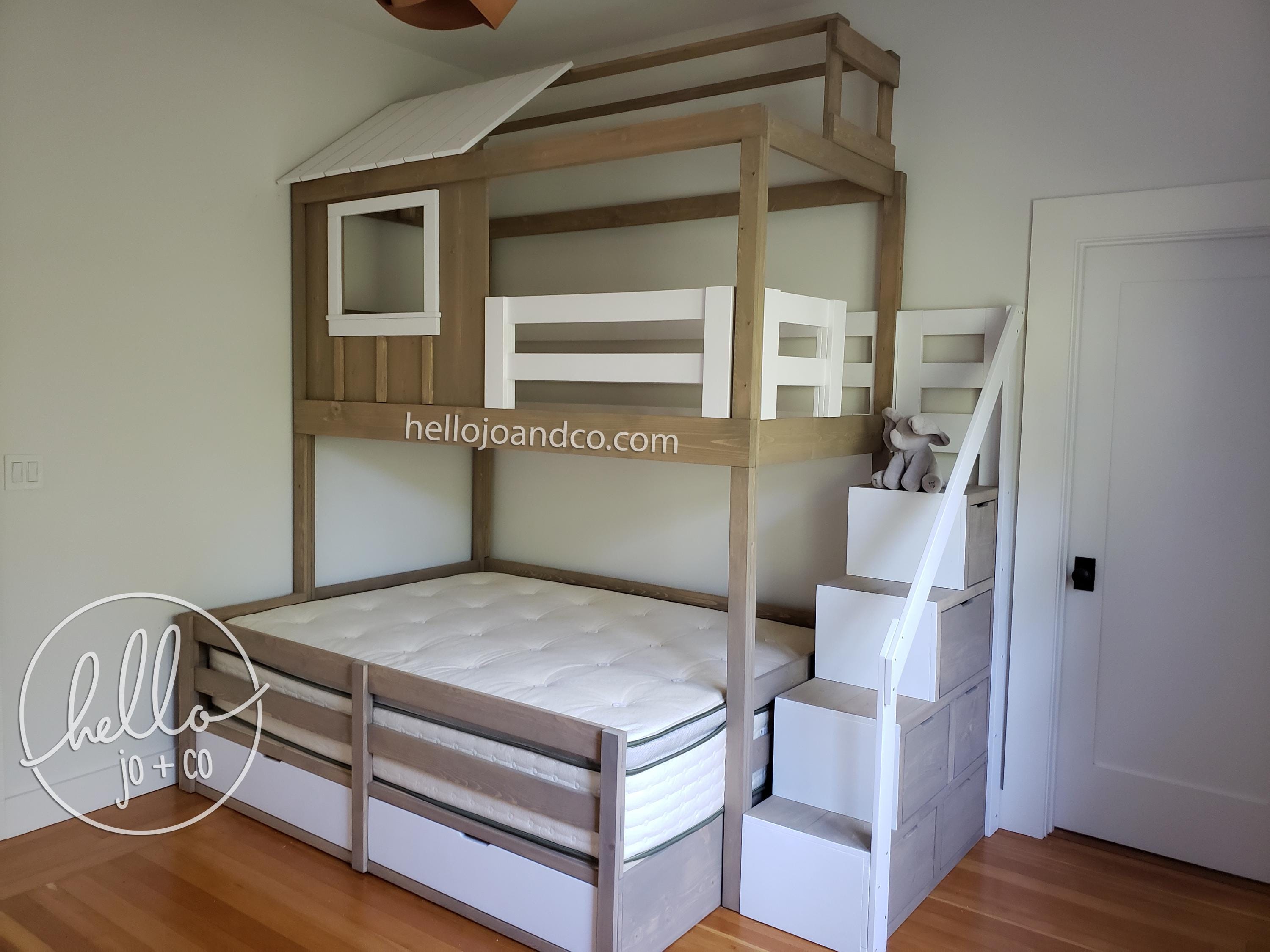 Solid Wood Loft Bed Bunk bed Bunk Bed with stairs Convertible Bed