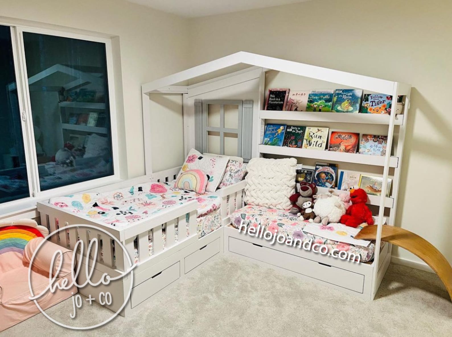 Solid Wood Reading Nook Bed With Drawers Toddler Bed Kid's - Etsy