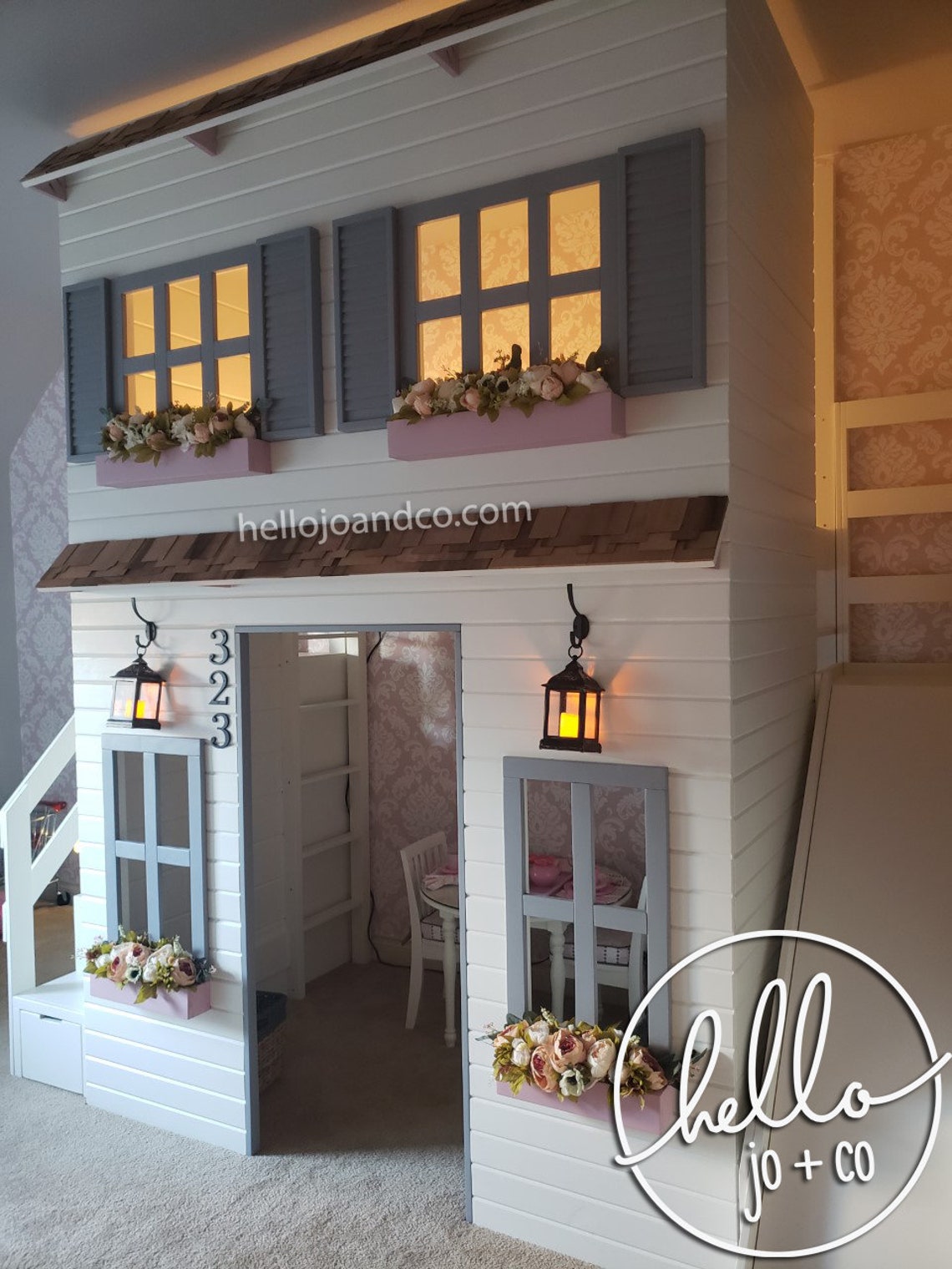 Custom FULL Playhouse Loft Bed With Slide and Drawer Storage - Etsy