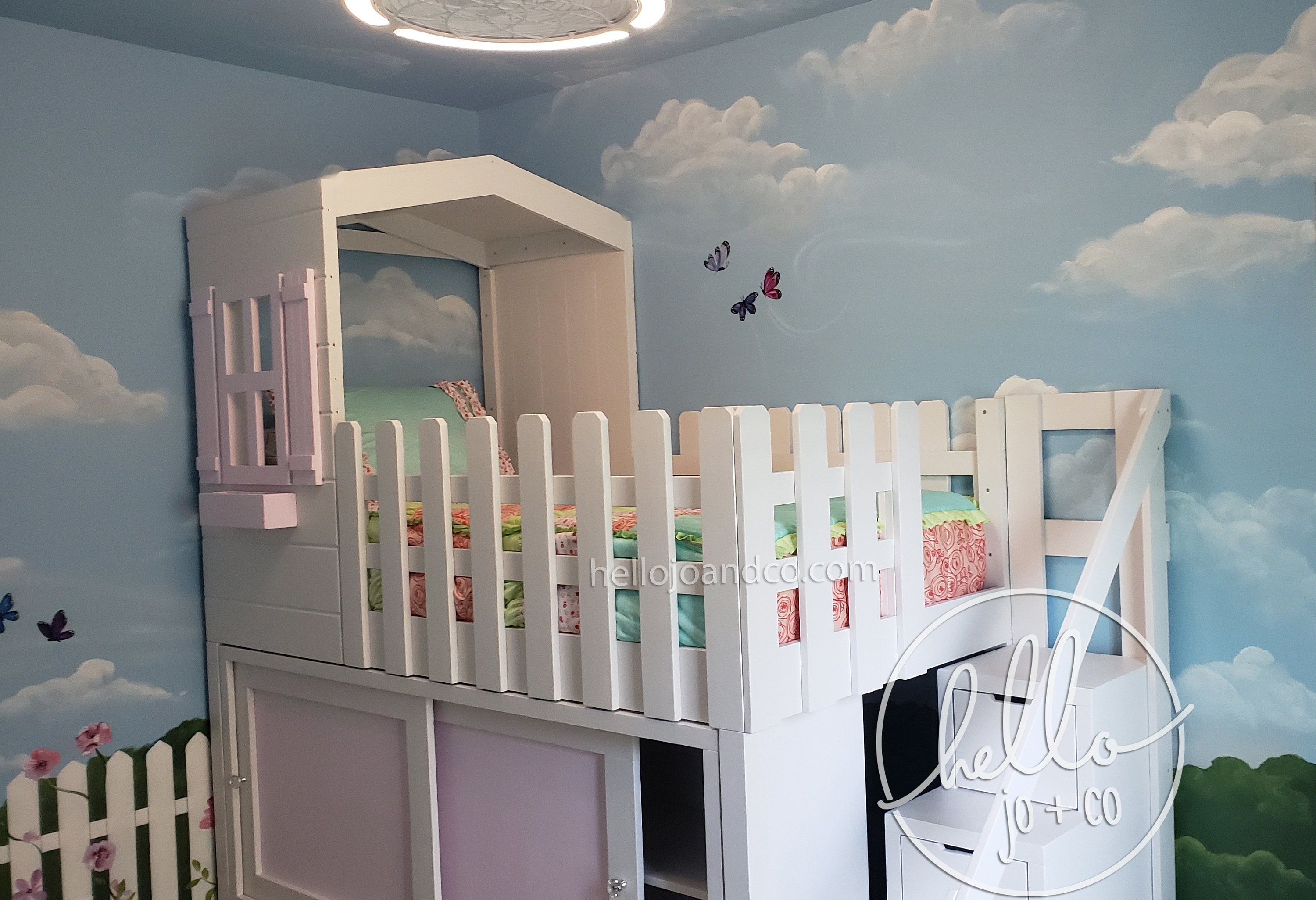 Twin Loft with Stairs Picket Fence Loft Bed House Bed with Storage Bunk Bed Etsy