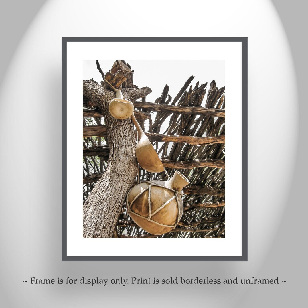 Gourd Art With Ocotillo Ramada as Southwestern Art Print at Tumacacori ...