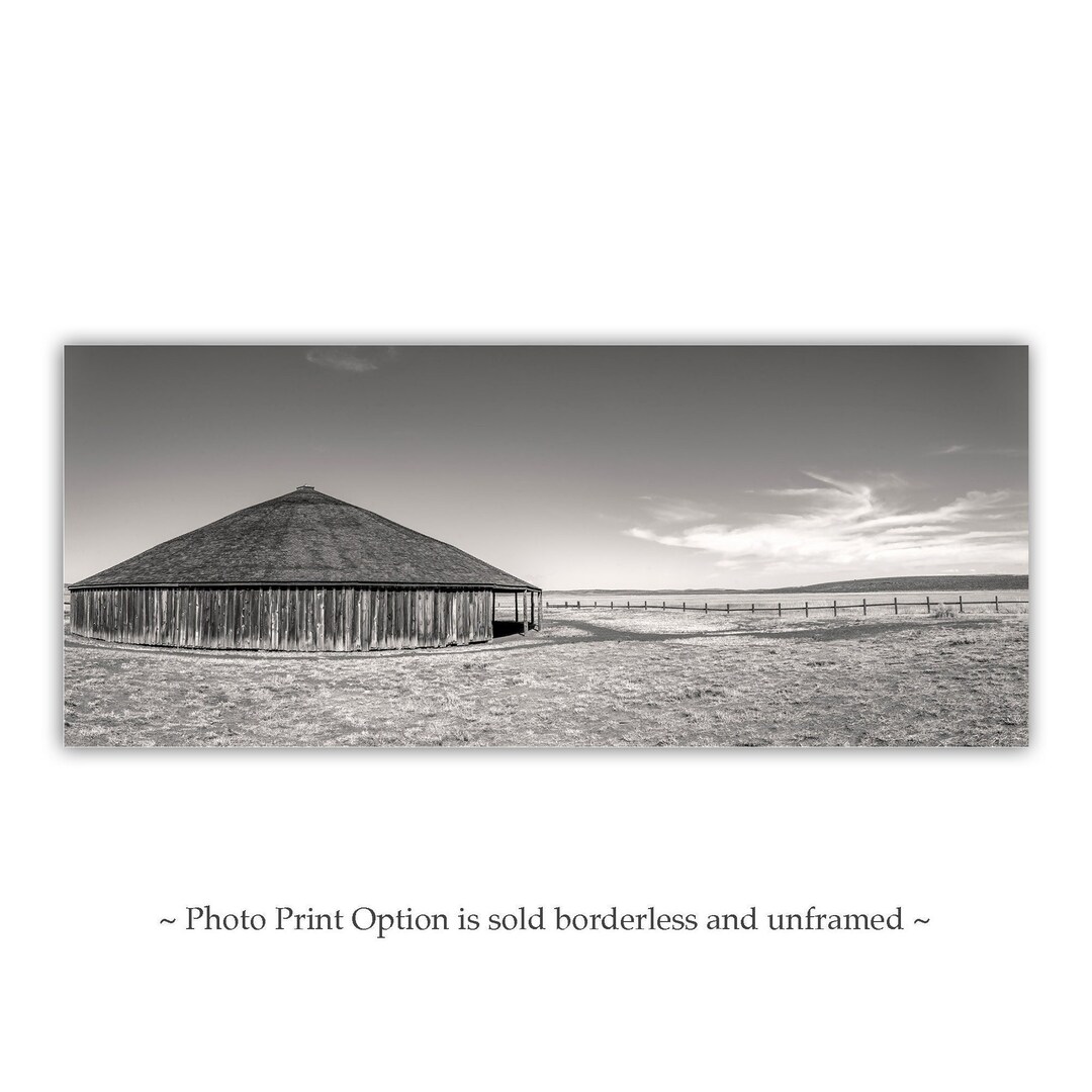 Oregon Round Barn Print: Sepia Western Ranch Landscape Photo - Etsy