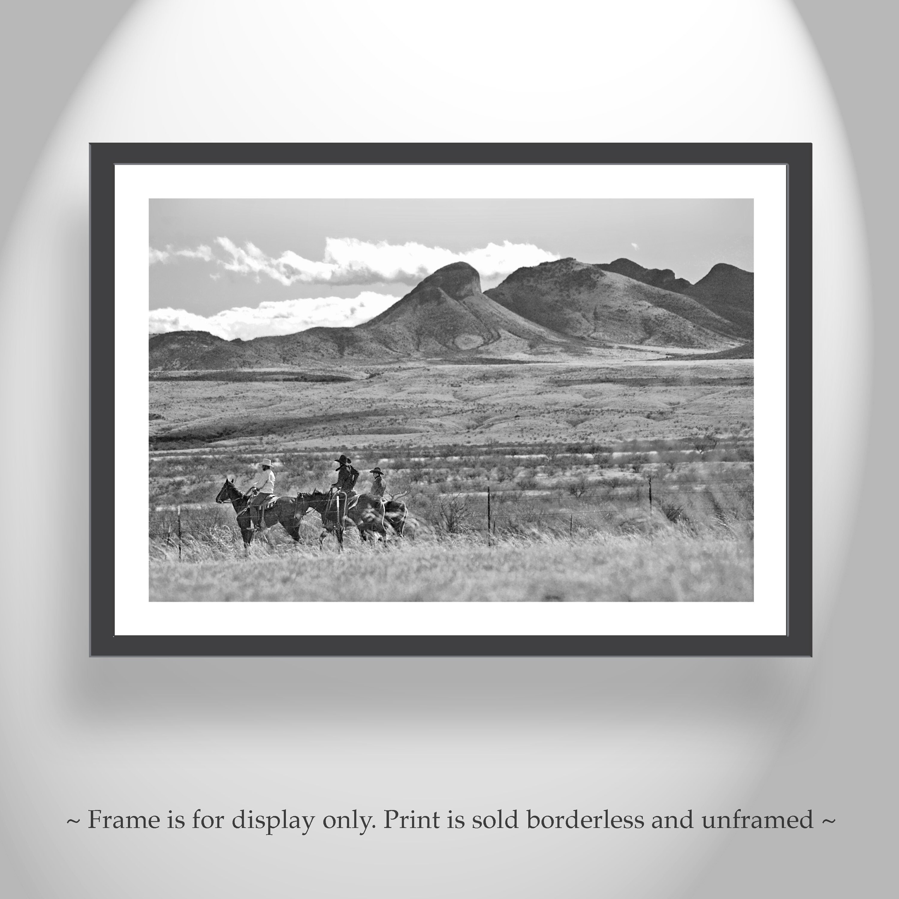 Cowboy Art Print With Western Landscape | Etsy
