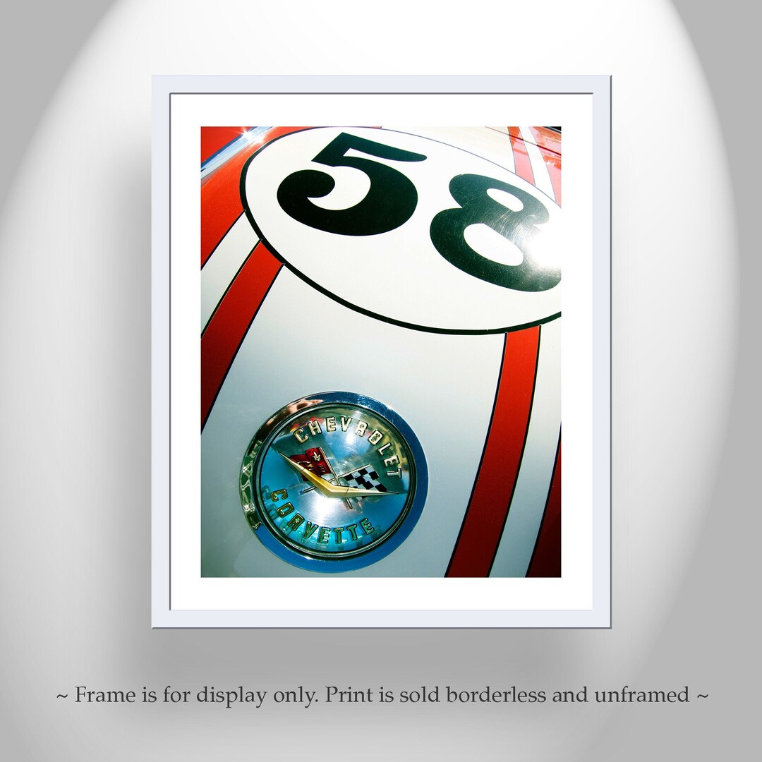 Vintage Corvette Art Print as Race Car Wall Decor for Home or Garage - Etsy