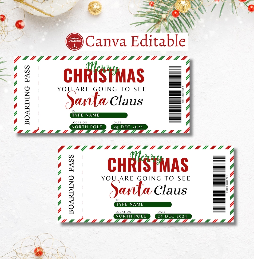 Santa Ticket Printable, Santa's Grotto Ticket Template, Surprise Santa ...