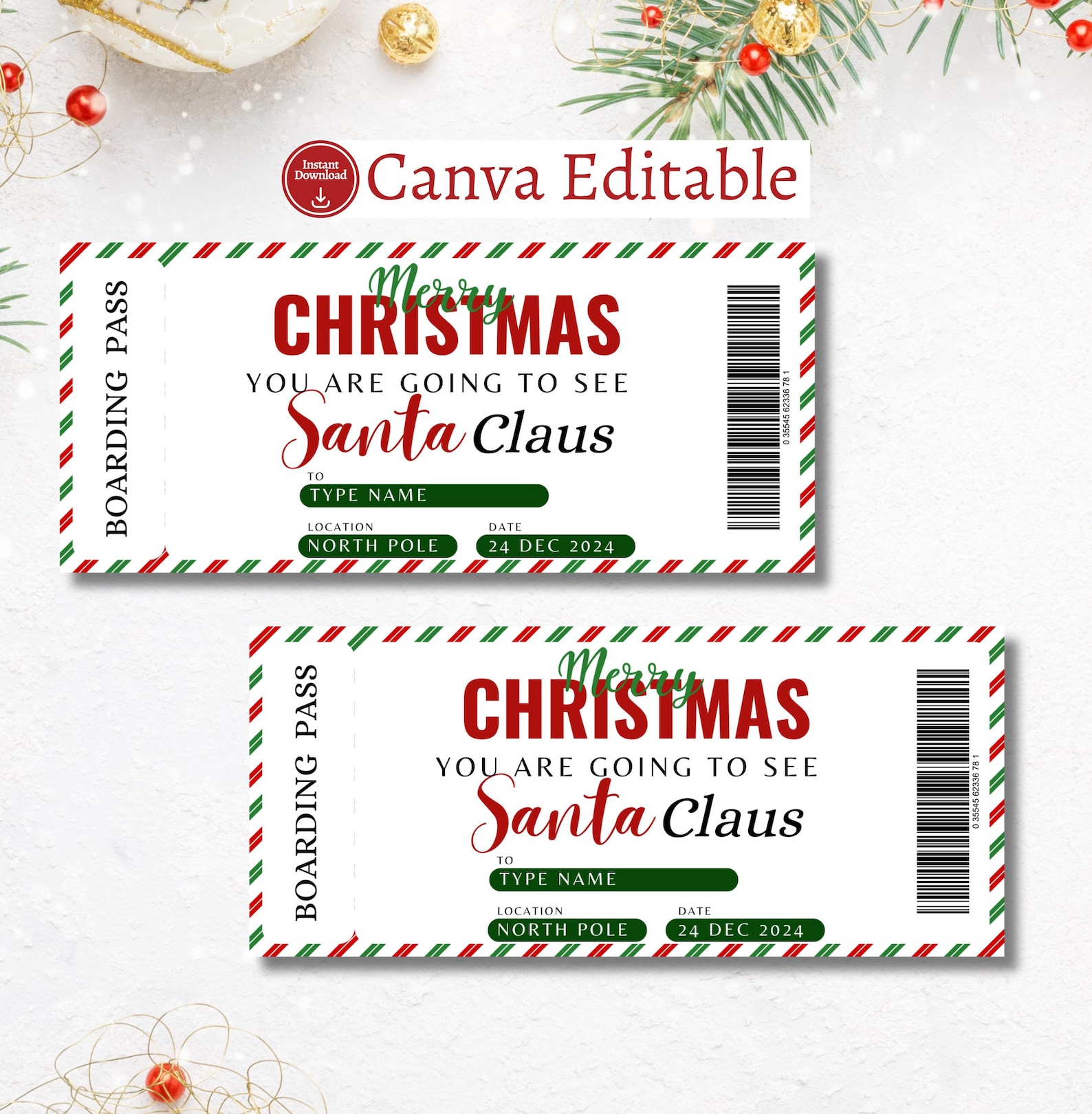 Santa Ticket Printable, Santa's Grotto Ticket Template, Surprise Santa ...