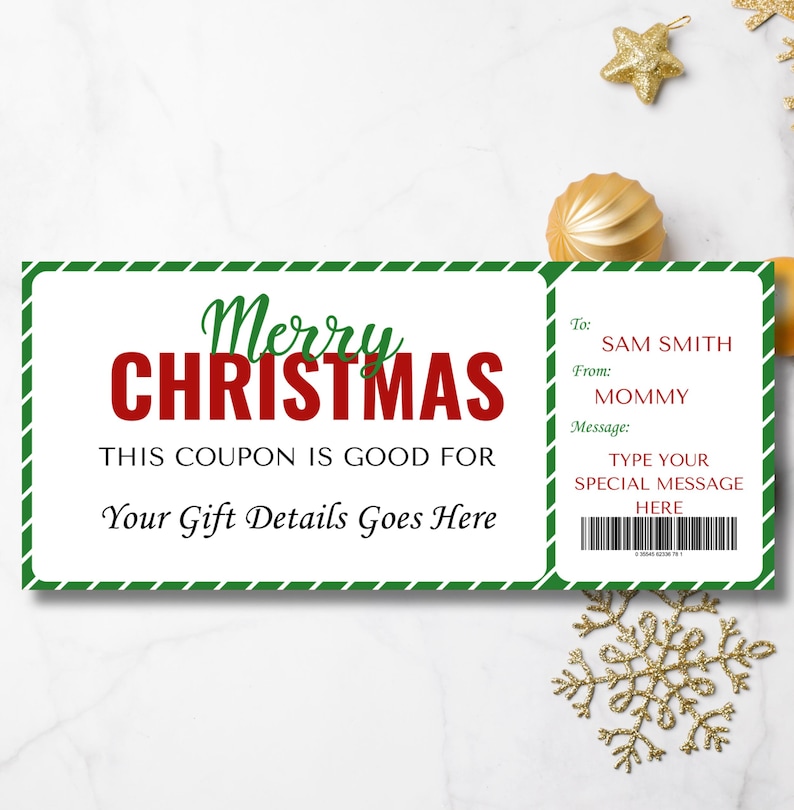 Christmas Gift Voucher Template, Last Minute Christmas Gift, Santa Gift ...