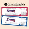 Editable Toronto Blue Jays Custom Baseball Tickets, Baseball Tickets ...