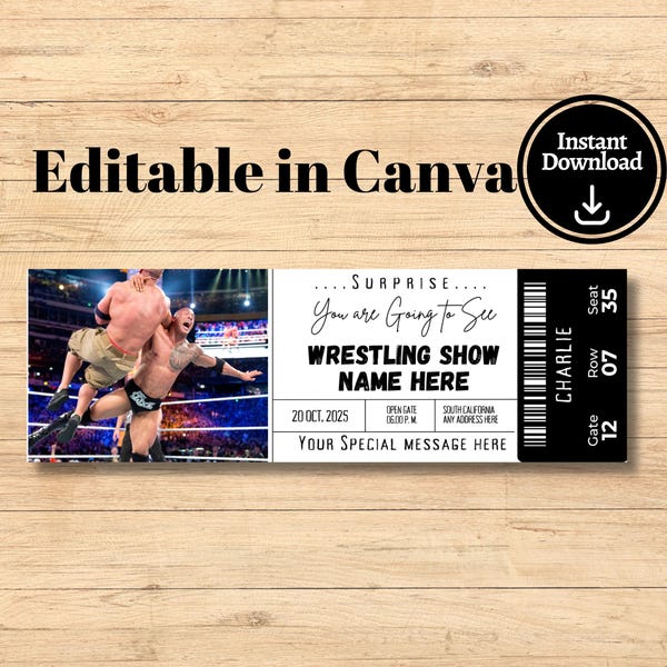 Printable Wwe Ticket - Etsy