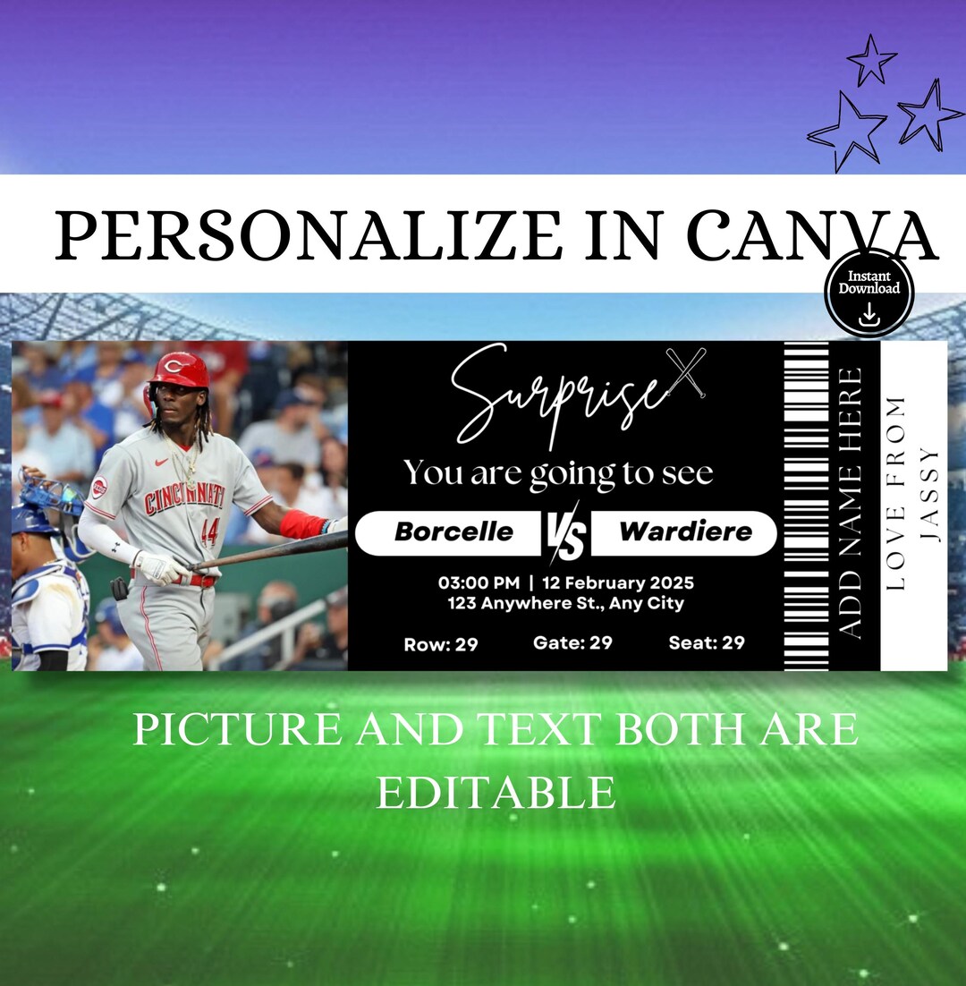 Printable Baseball Tickets, Surprise Tickets, Baseball Ticket Template ...