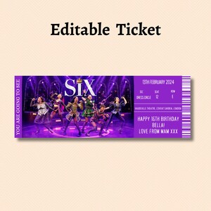 Editable Six Broadway Surprise Ticket Template, Musical Theatre Show ...