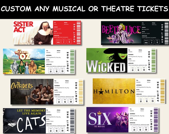 Personalized Theatre Ticket, Custom Surprise Broadway Ticket, Surprise ...