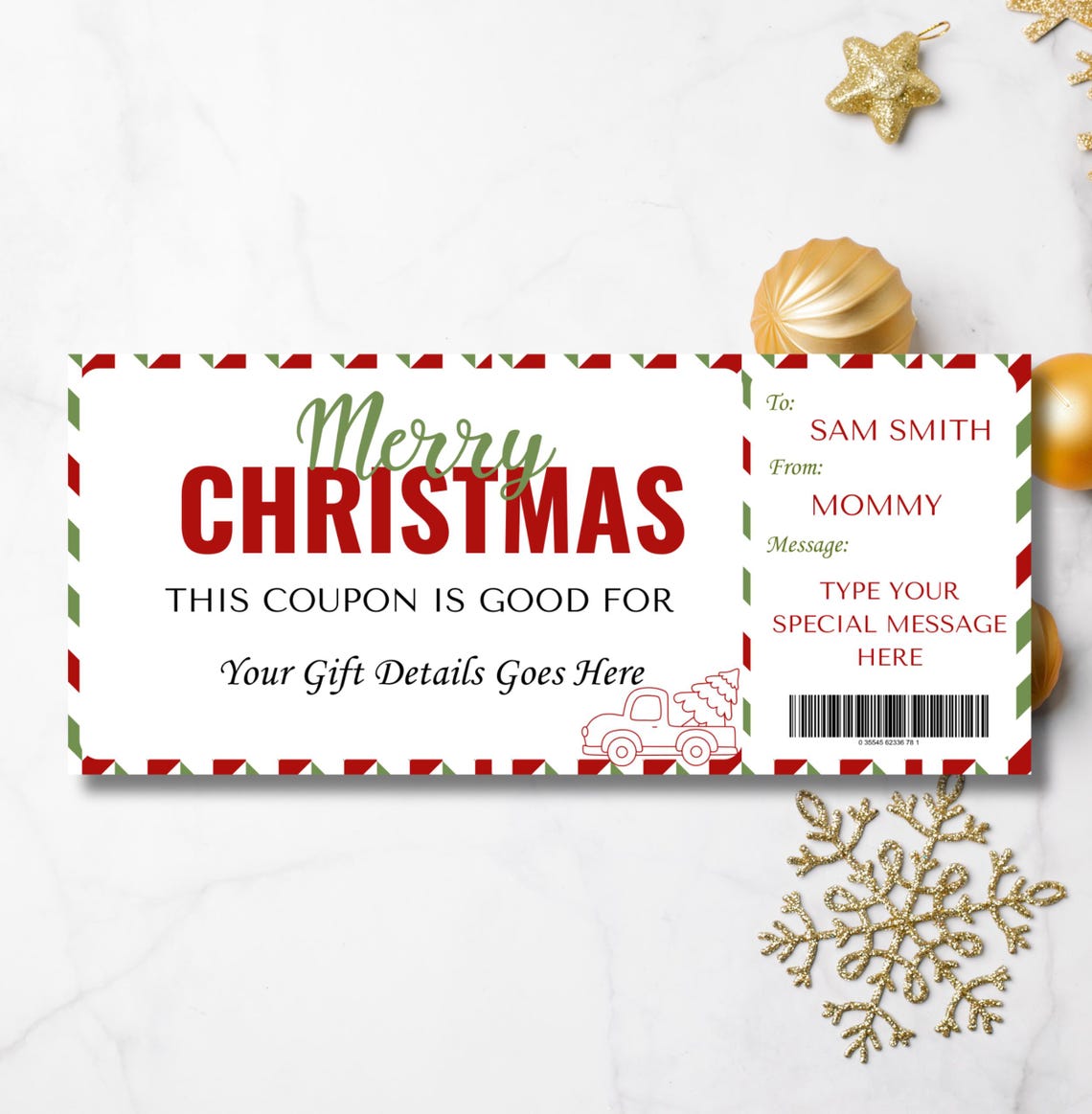 Christmas Gift Voucher Template, Last Minute Christmas Gift, Santa Gift ...