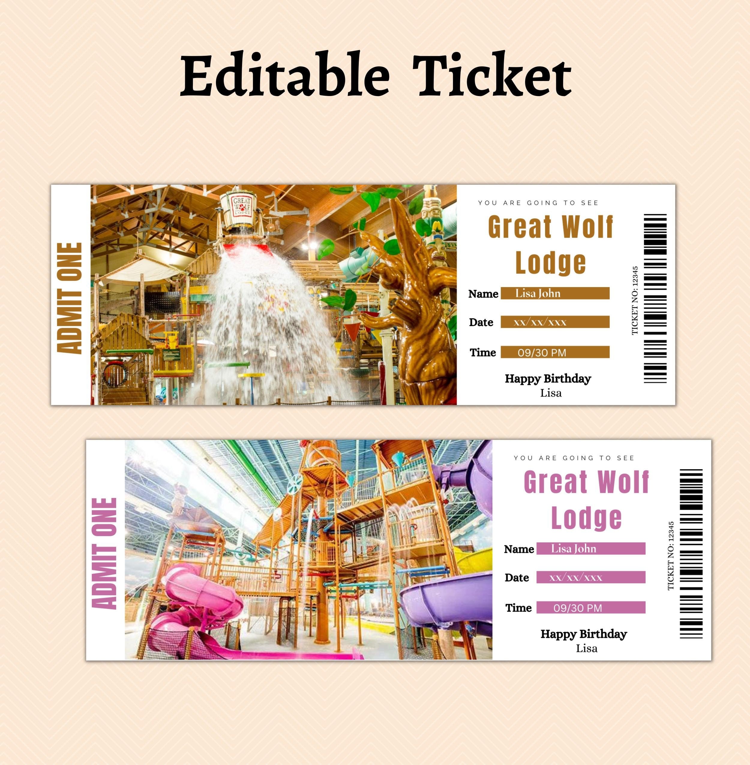 Digital Great Wolf Lodge Surprise Trip Gift Ticket, Amusement Park ...