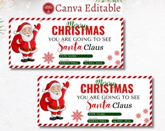 Santa Ticket Printable, Santa's Grotto Ticket Template, Surprise Santa ...