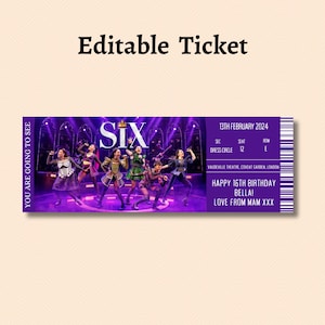 Editable Six Broadway Surprise Ticket Template, Musical Theatre Show ...