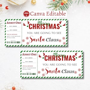 Visit to Santa Ticket ,santa's Grotto Ticket Template, Surprise Santa ...