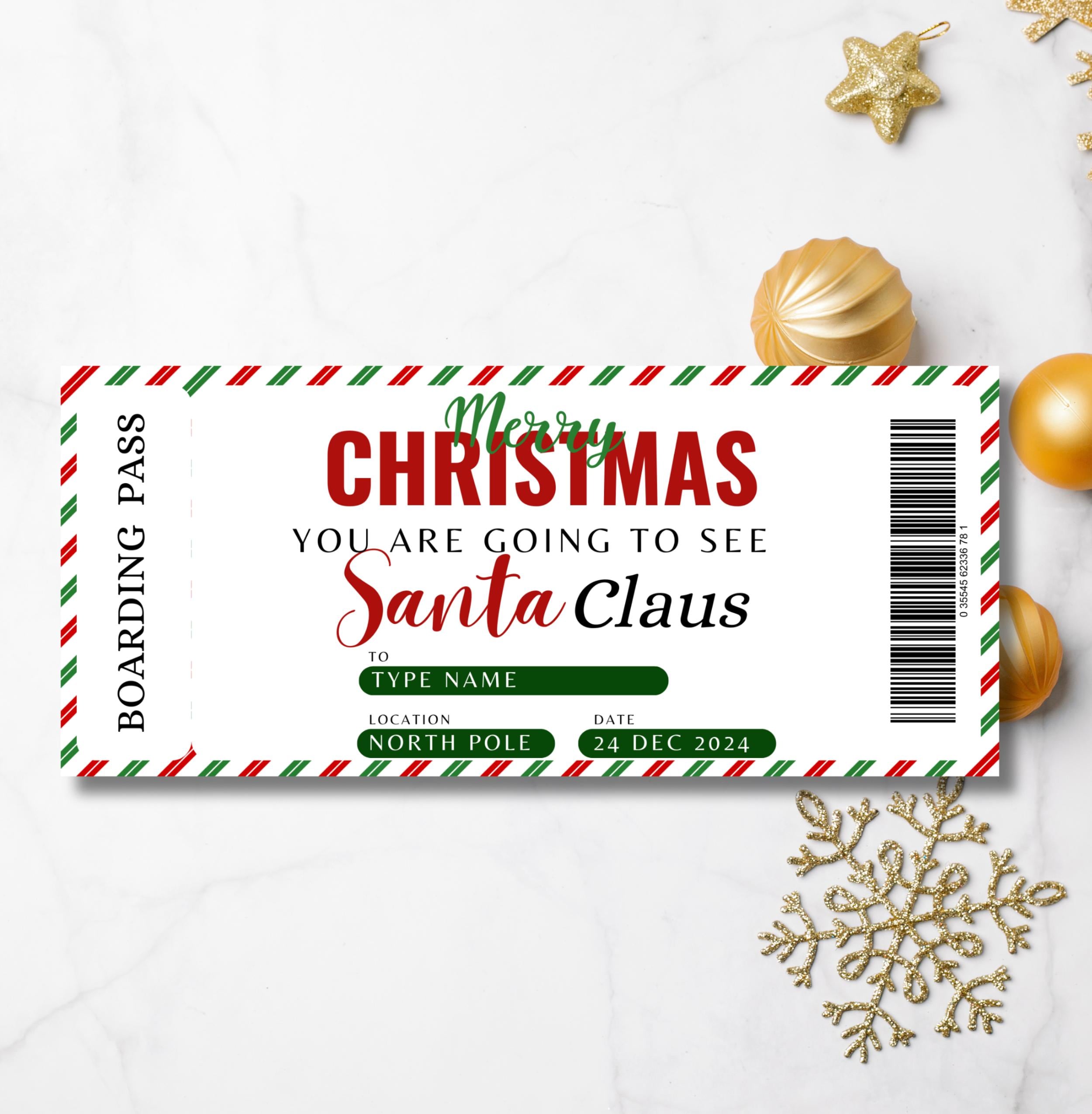 Santa Ticket Printable, Santa's Grotto Ticket Template, Surprise Santa ...